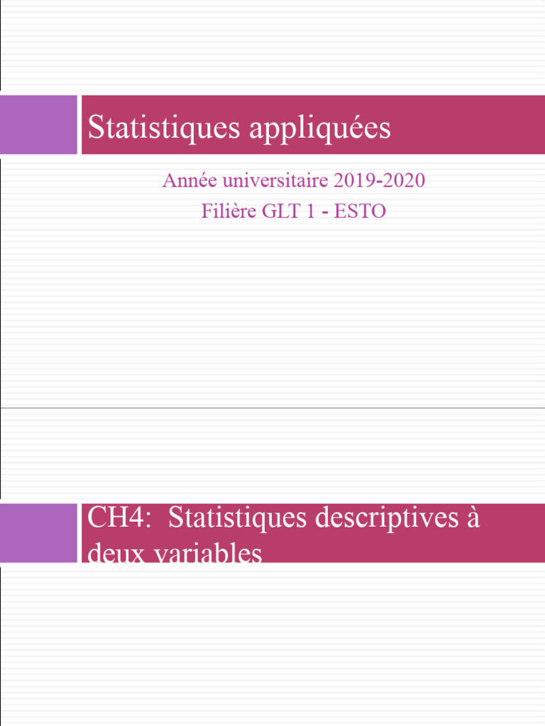 Ch4 Les Statistiques à Deux Variables Pdf Ajustement Affine