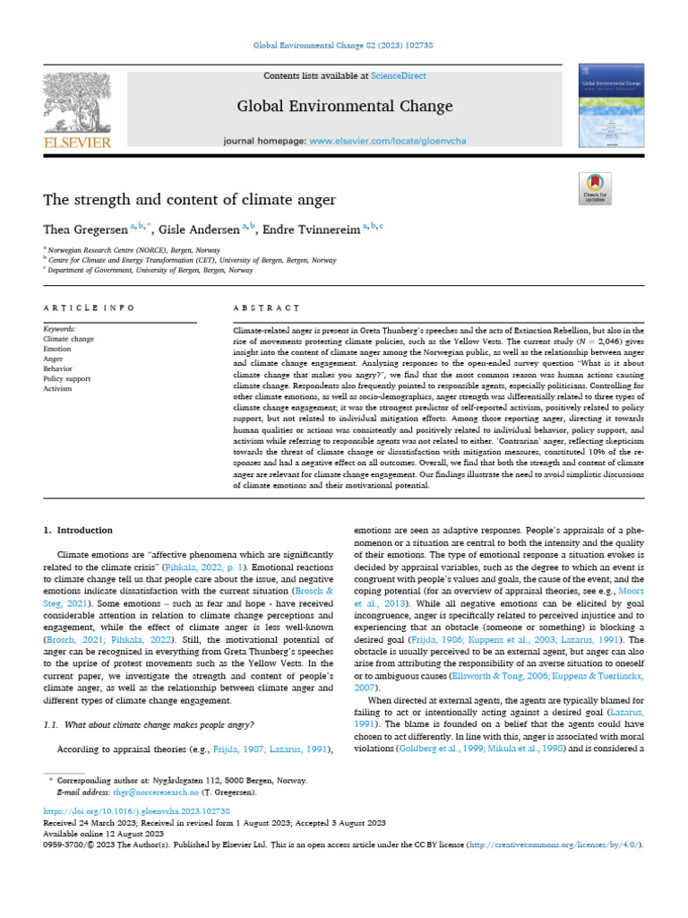The Strength and Content of Climate Anger | PDF | Anger | Emotions