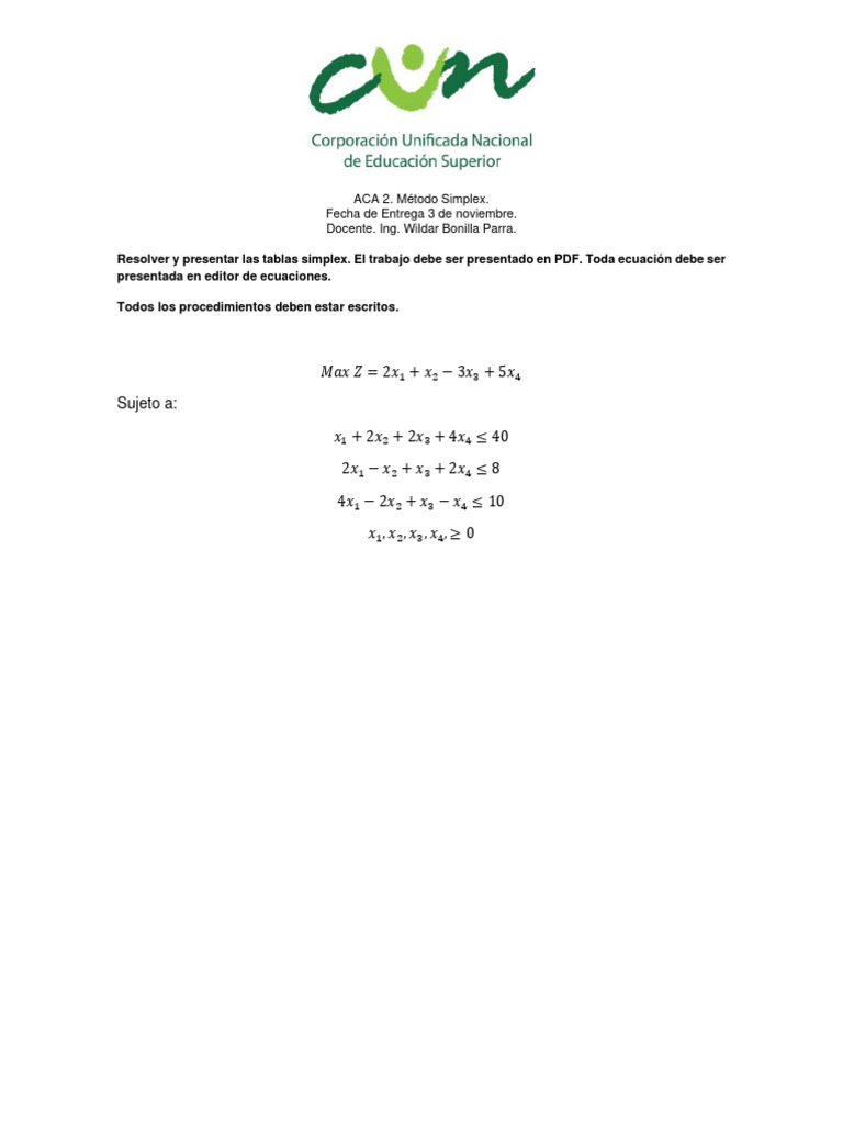 ACA 2 Método Simplex | PDF
