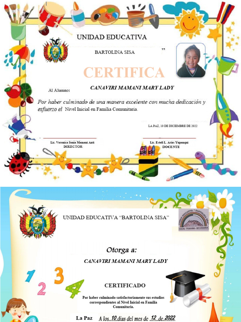Certificados Kinder | PDF