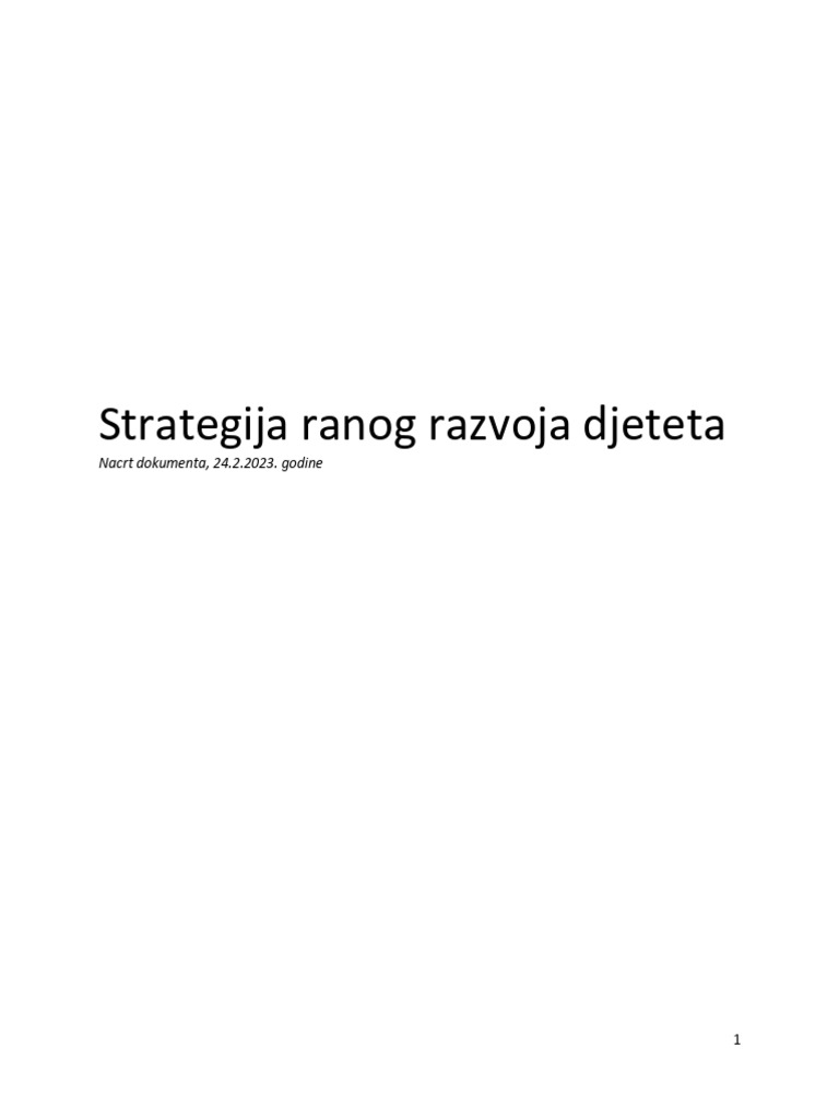 Strategija Ranog Razvoja | PDF