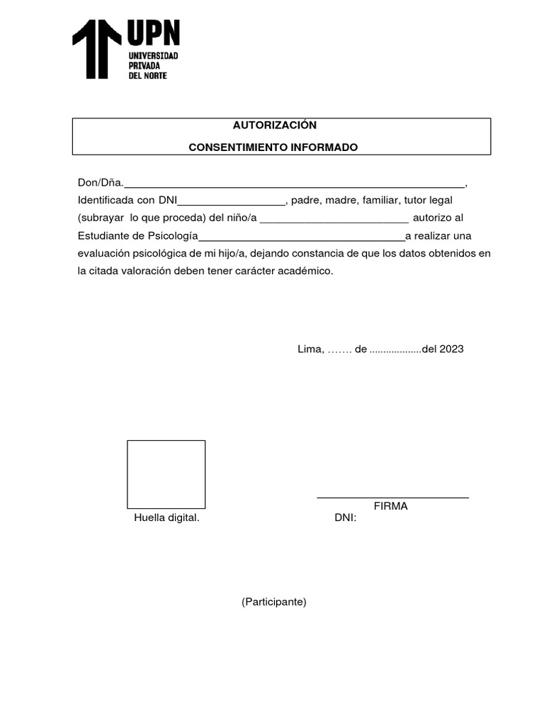 Consentimiento Informado para Niños | PDF | Crecimiento personal y ...