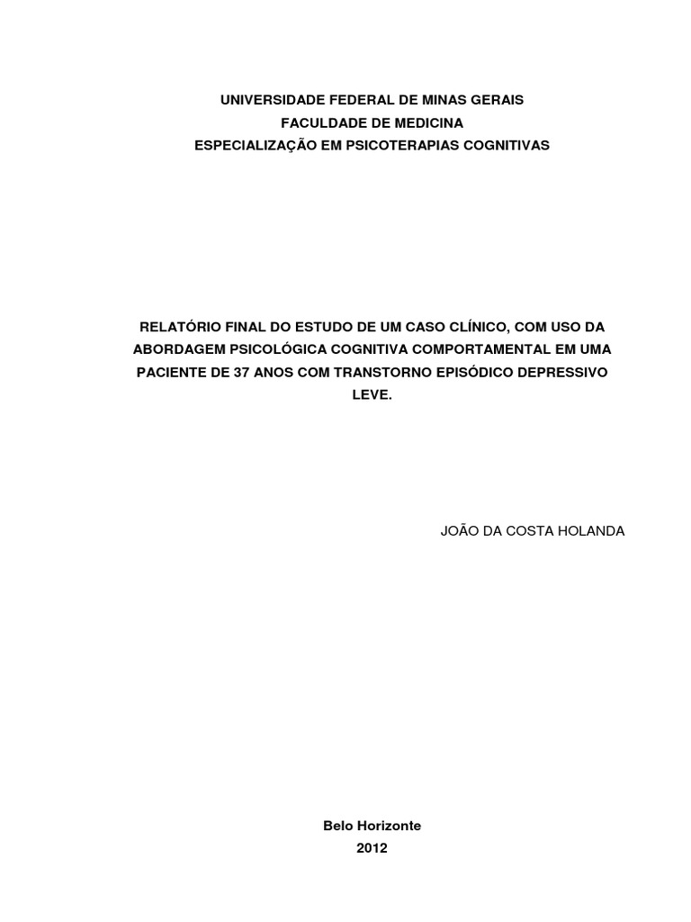 Holanda J. C. Relat Rio Final Do... 2012 | PDF | Pensamento | Depressão