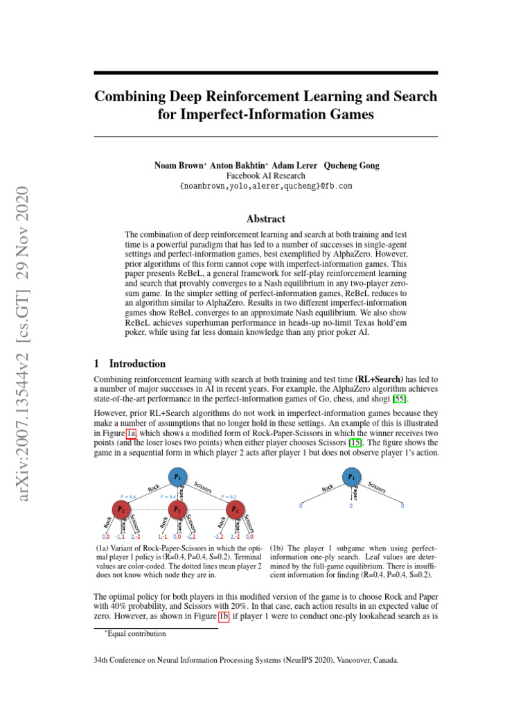 Noam Brown - Combining Deep Reinforcement Learning and Search For ... Noam Brown - Combining Deep Reinforcement Learning and Search For ...