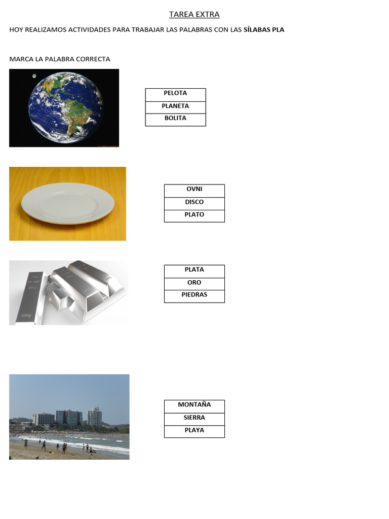 Actividades Adaptadas Con Pla Ple Pli Plo Plu | PDF