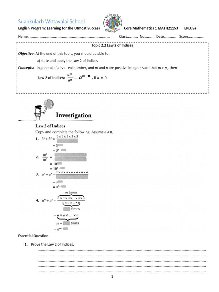 Law 2 of Indices: Simplification Guide | PDF | Elementary Mathematics ...