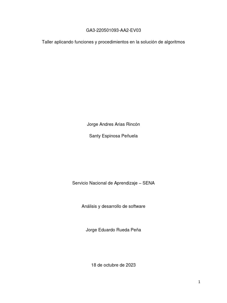 Taller de Algoritmos y Funciones | PDF | Algoritmos