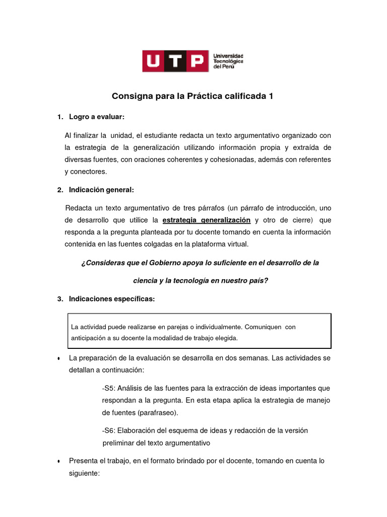 (AC-S07) Semana 07 - Tema 01 Tarea - Práctica Calificada 1 | PDF