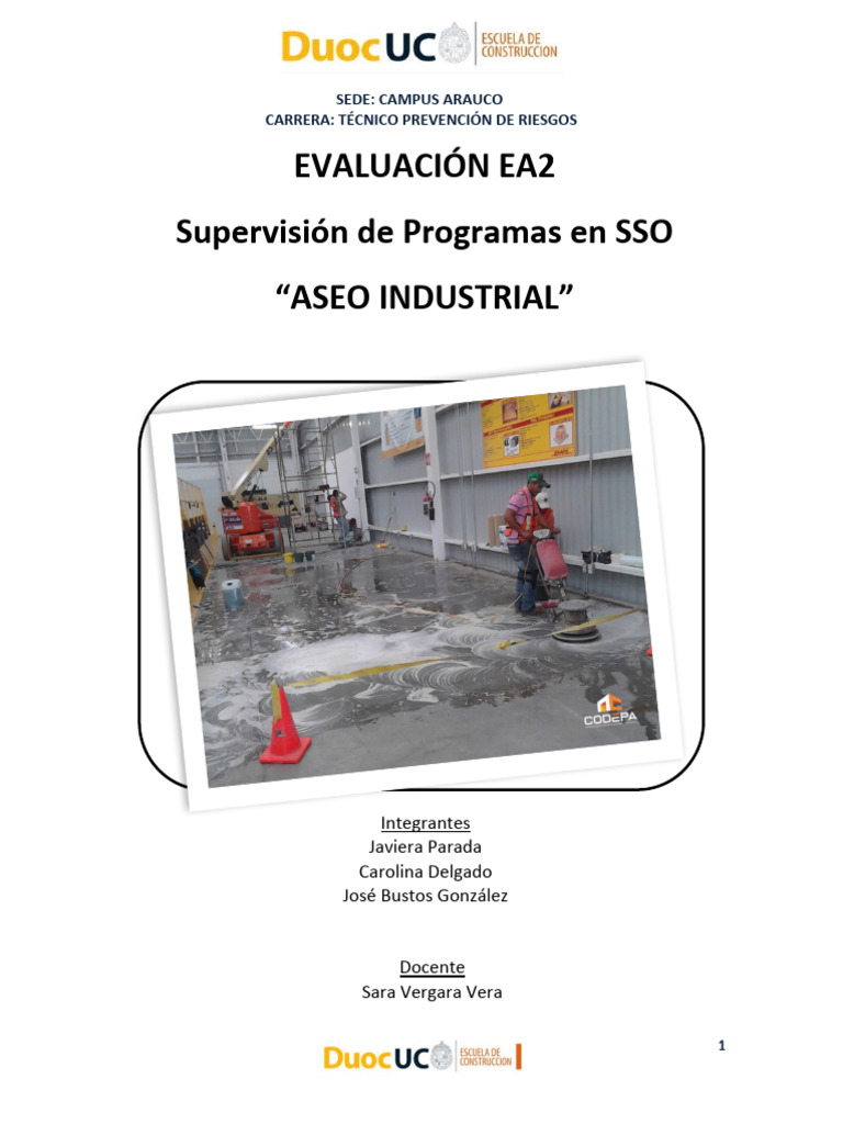 Trabajo Sup Sso Ea2 | PDF | Seguridad y salud ocupacional