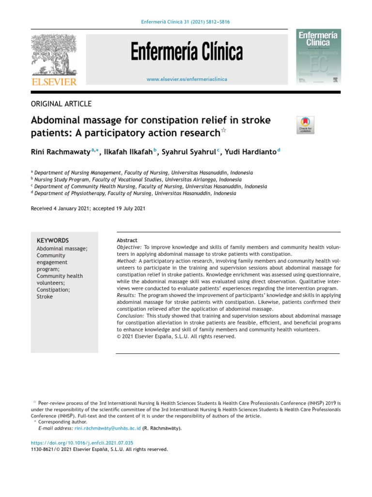 Abdominal Massage For Constipation Relief in Stroke Patient - 2021 ...