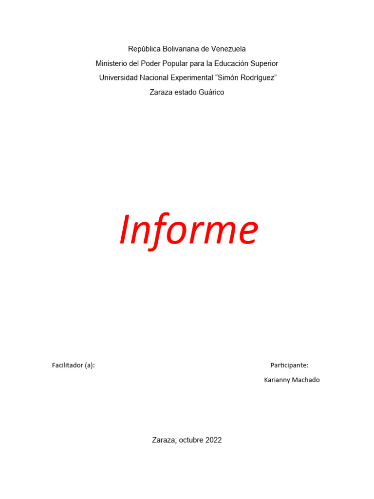 Informe Karito | PDF | Educación de la primera infancia | Aprendizaje