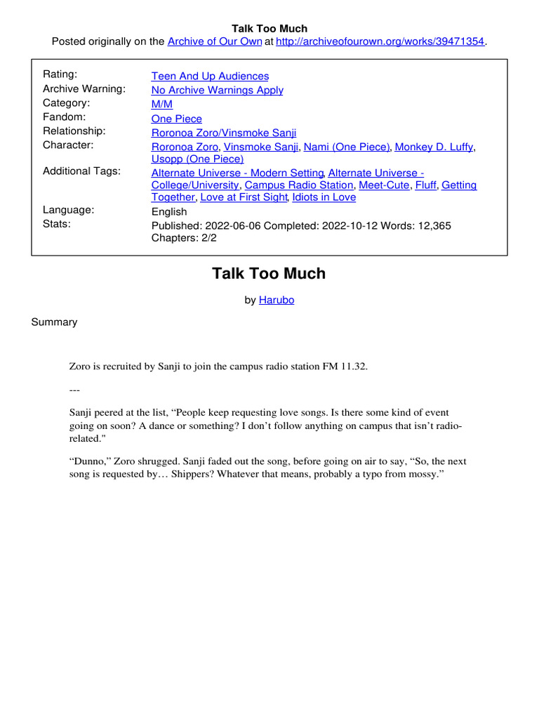 Talk Too Much | PDF