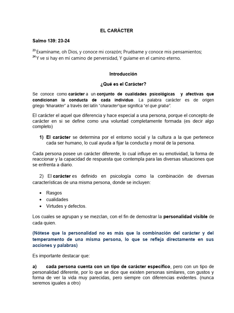 Que Es El Caracter | PDF | Las emociones | Sicología