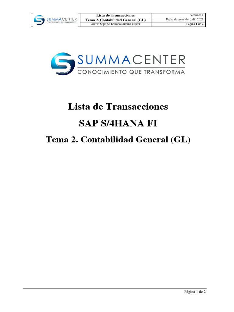 Transacciones SAP S/4HANA FI | PDF | Contabilidad | Negocios económicos