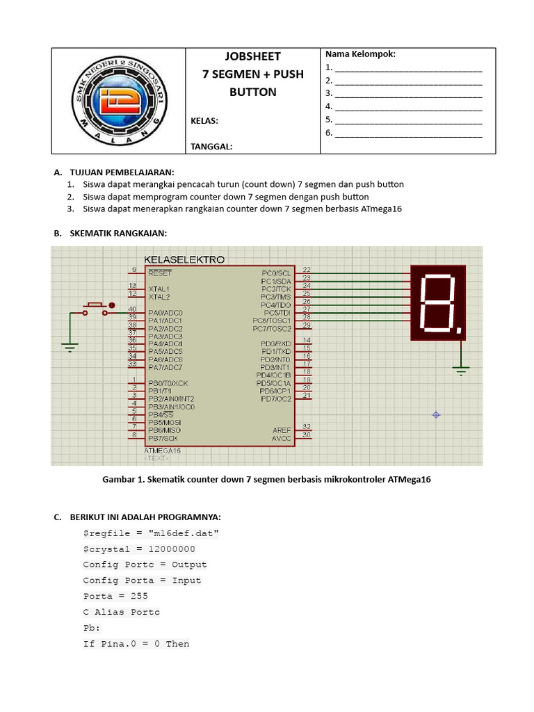 Jobsheet 7 Segmen Dan Push Button | PDF