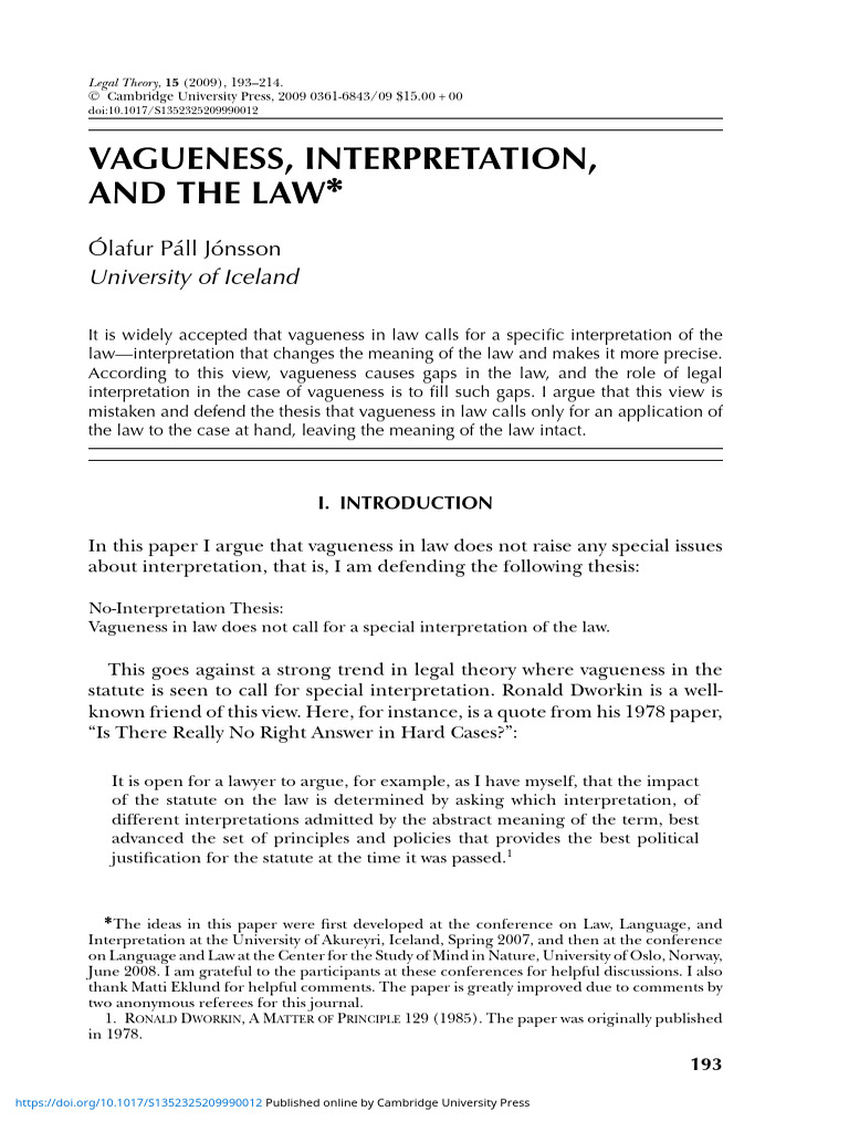 Vagueness Interpretation and The Law | PDF | Vagueness | Truth