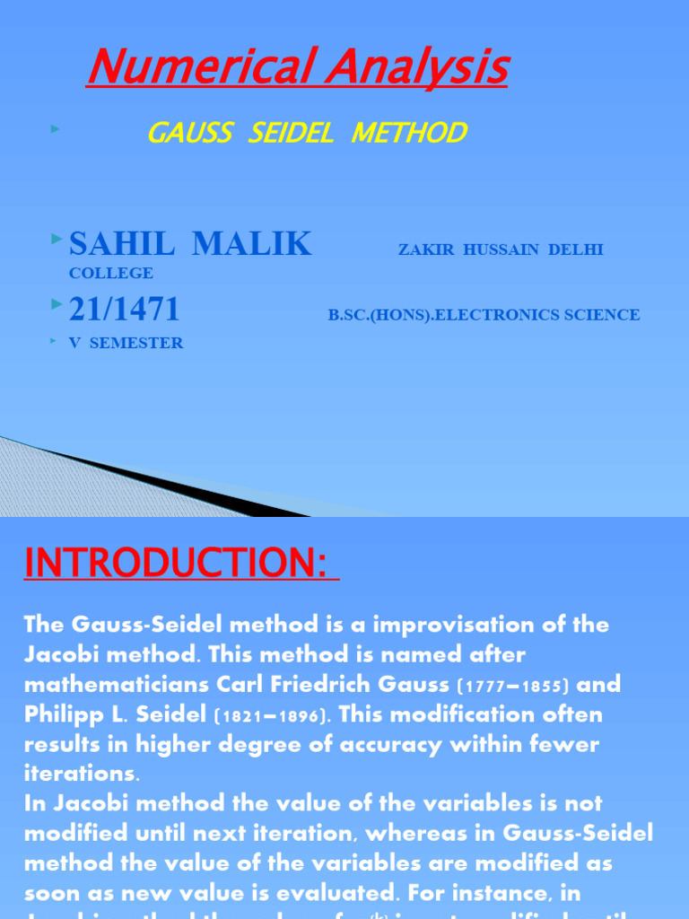 Gauss Seidel Method | PDF
