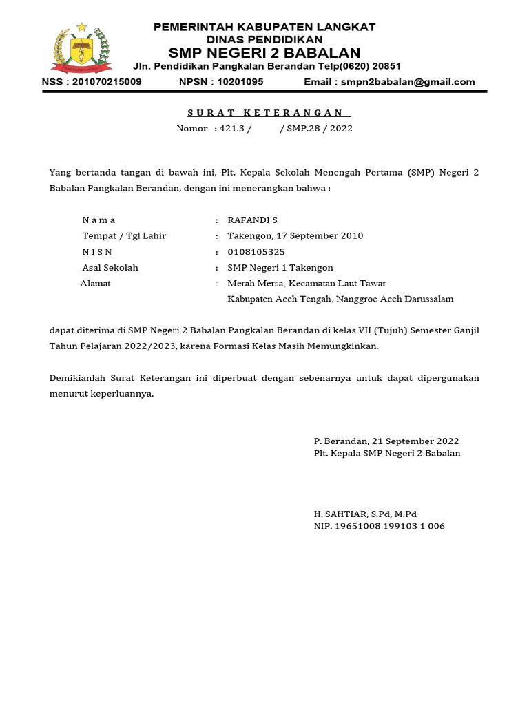 Contoh Surat Formasi | PDF