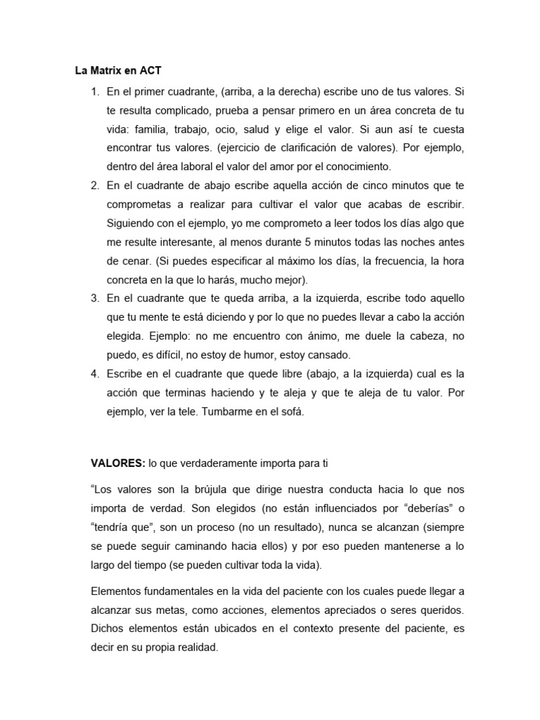 La Matrix en ACT 2 | PDF