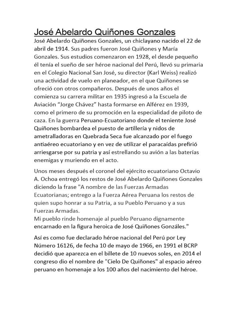 Biografía de José Abelardo Quiñones | PDF