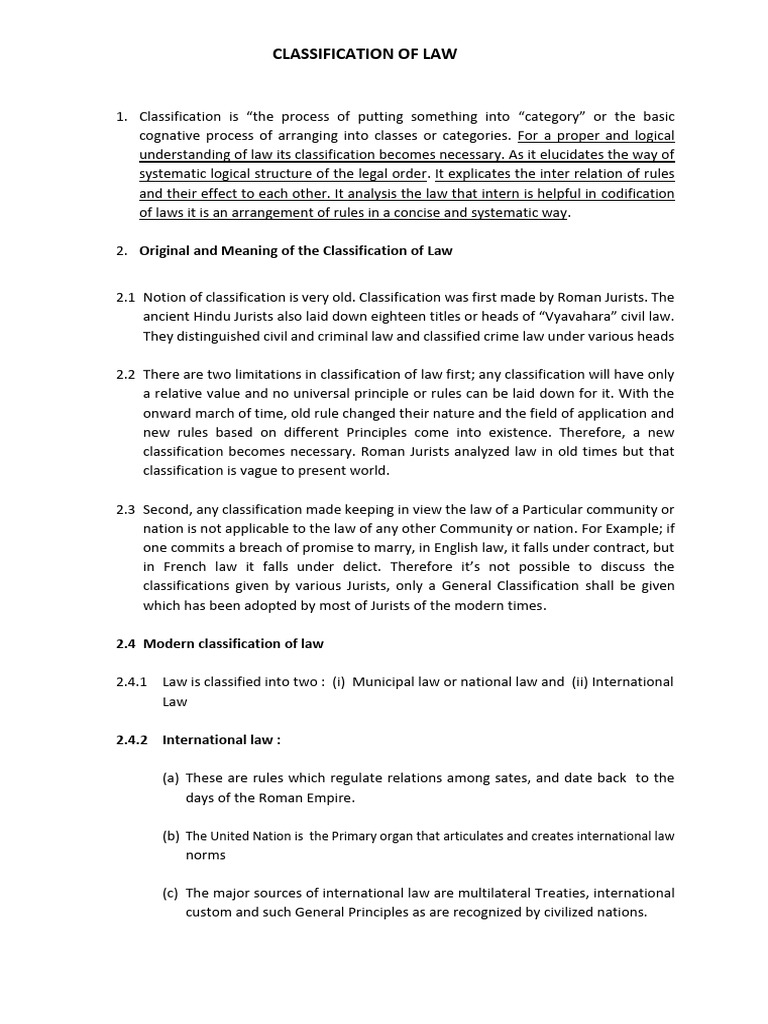 Classification of Law | PDF