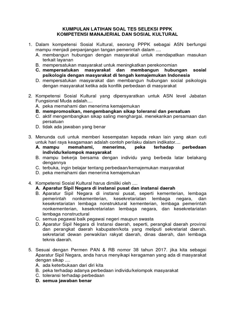 Soal Manajerial P3K 2023 Part 1 | PDF | Karier & Perkembangan