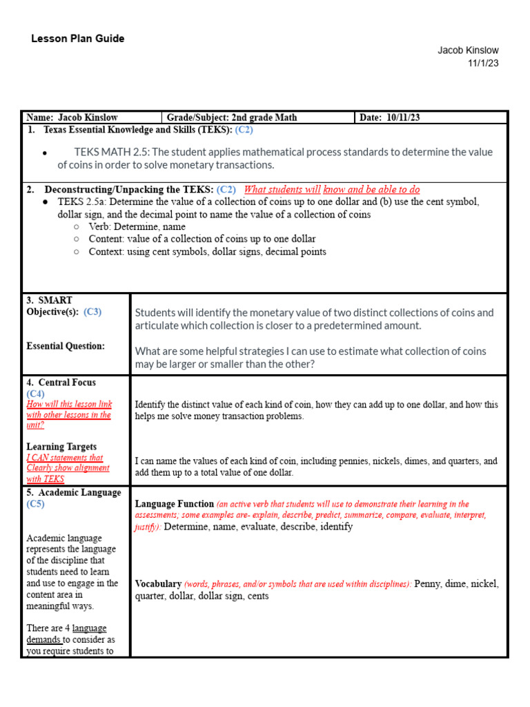 Edtpa Lesson Plan Guide LPG | PDF | Lesson Plan | Learning