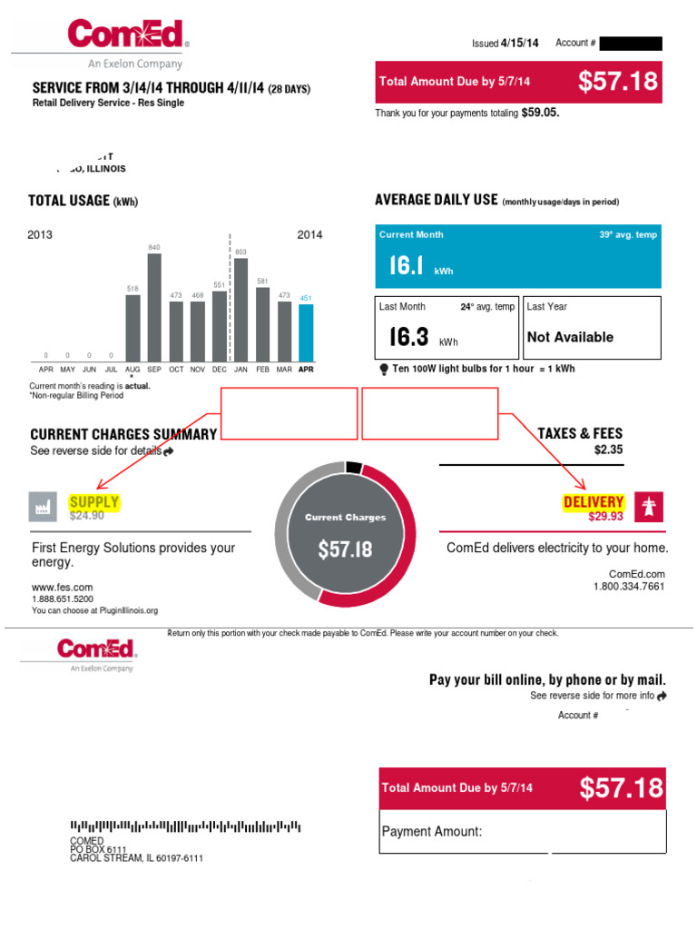 Comed Sample Bill | PDF | Cheque | Fee
