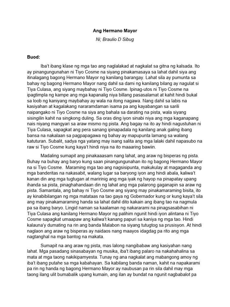 Ang Hermano Mayor BUOD | PDF