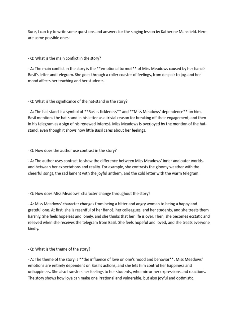 The Singing Lesson Q&A | PDF | Happiness | Mood (Psychology)