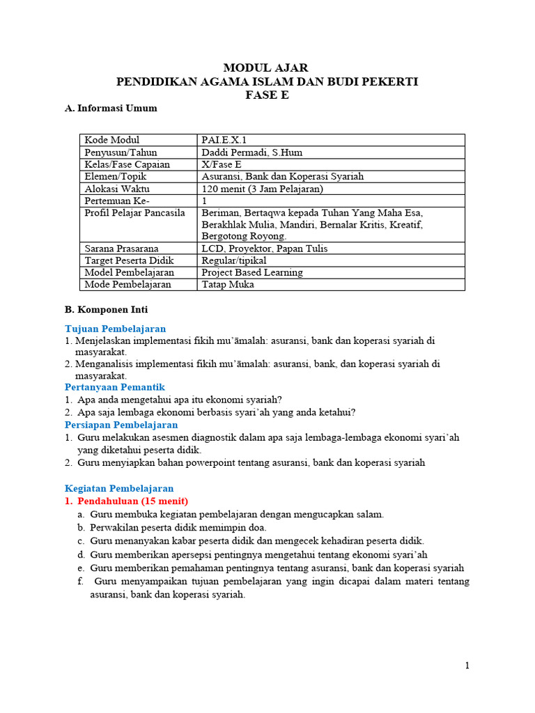 Modul Ajar Pai Sma Kelas X Bab 4 | PDF