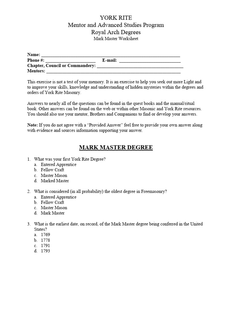 Mark Master Degree | PDF | Freemasonry | Western Esotericism