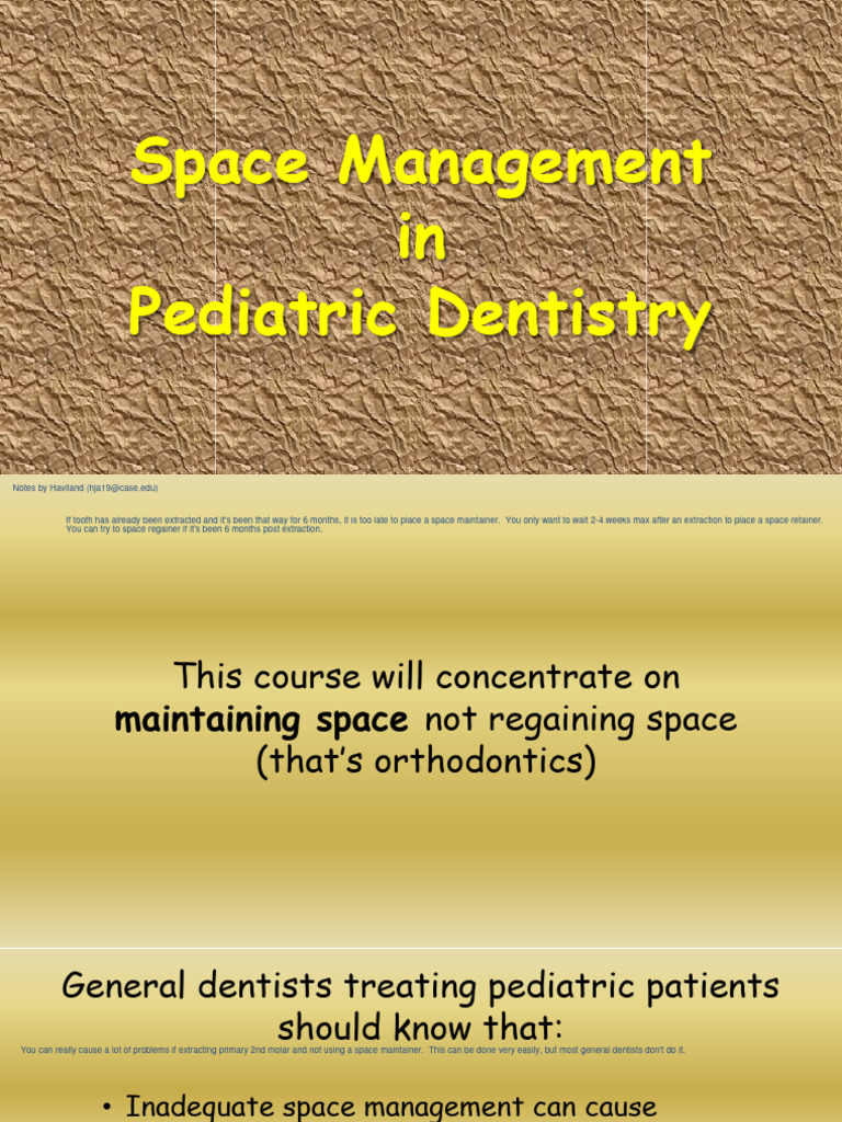 Space Management In Pediatric Dentistry Space Maintainers Pdf