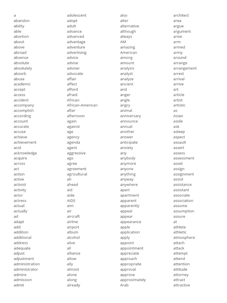 3000 Common Words | PDF