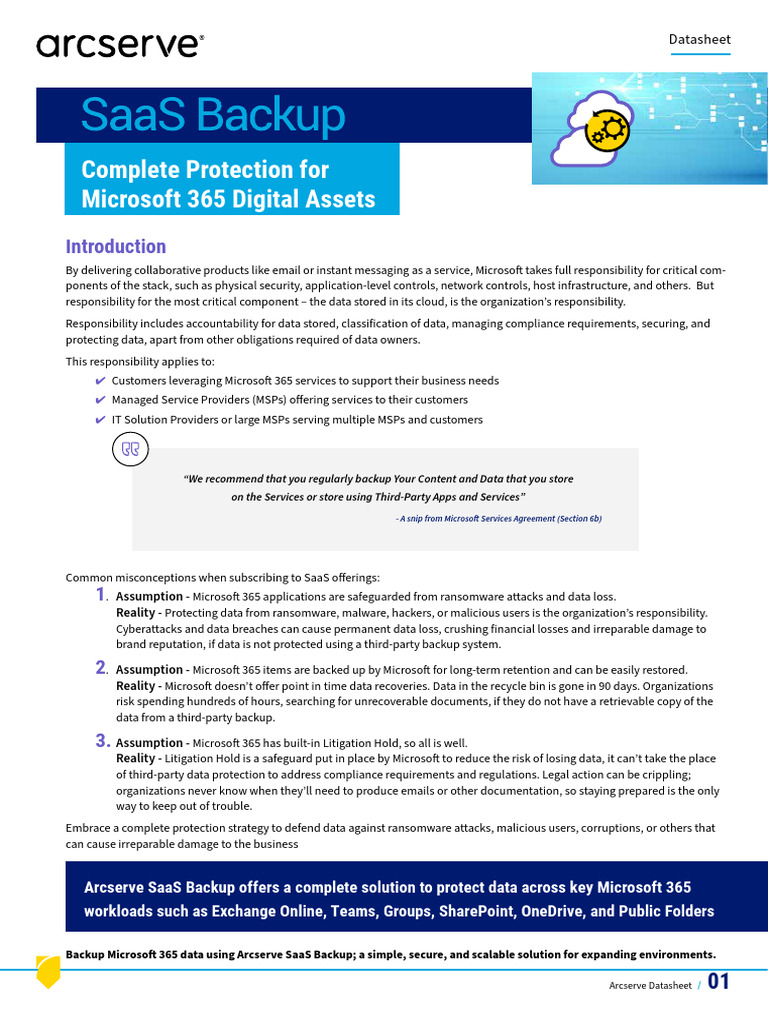 Arcserve SaaS Backup for Microsoft 365 | PDF | Backup | Share Point