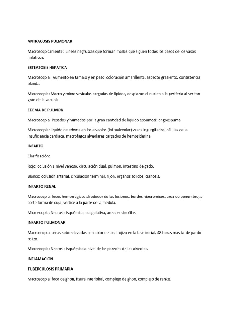 Antracosis Pulmonar: Macroscopia y Causas | PDF | Inflamación | Causas ...