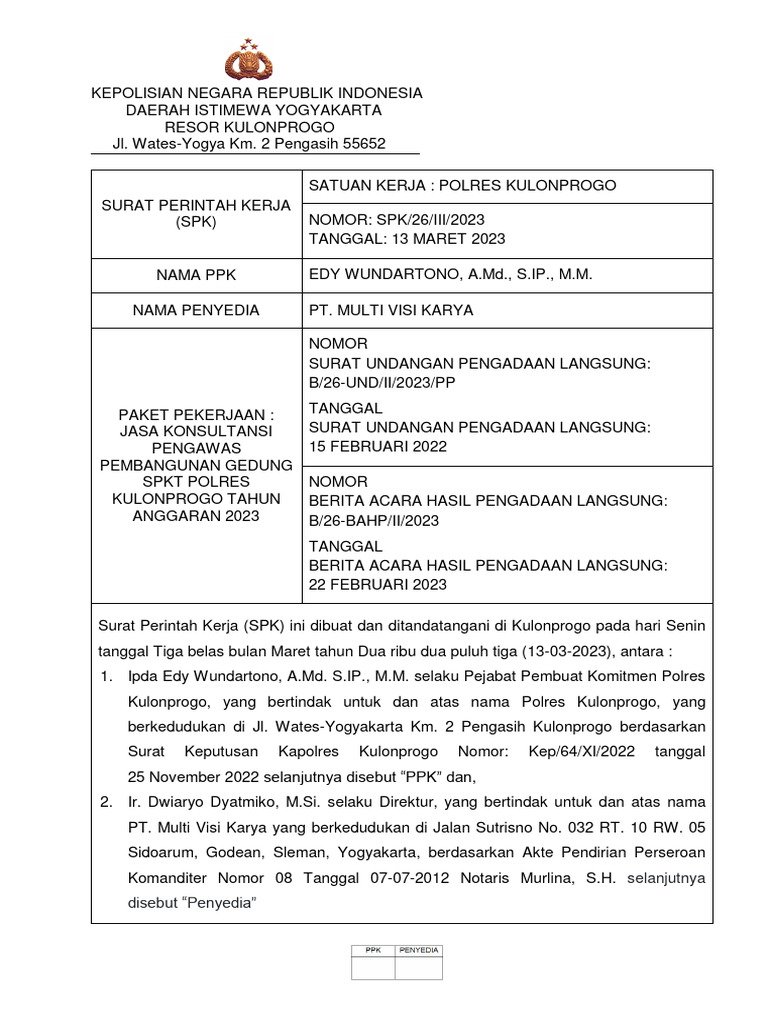 SPK Pengawas SPKT | PDF