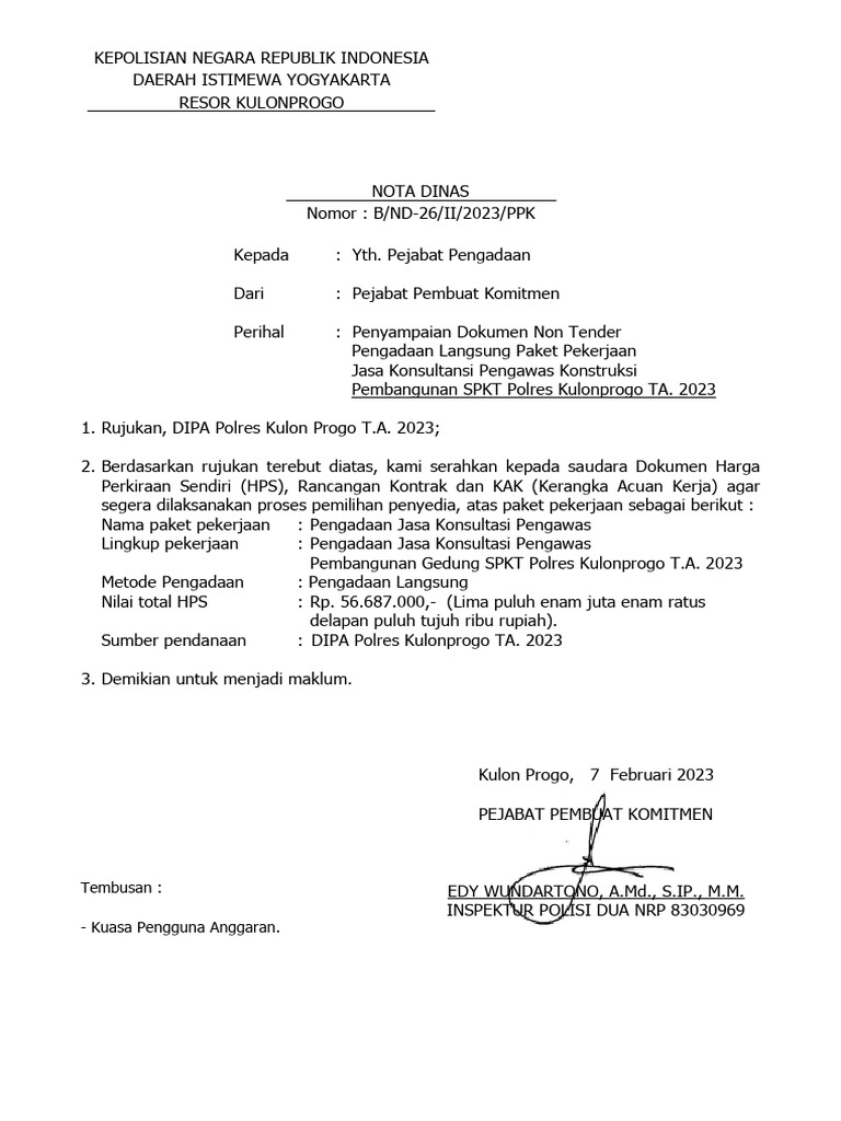 Nota Dinas PPK | PDF