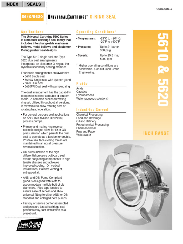O-Ring Seal: Applications Operating Conditions | PDF | Pump | Horsepower