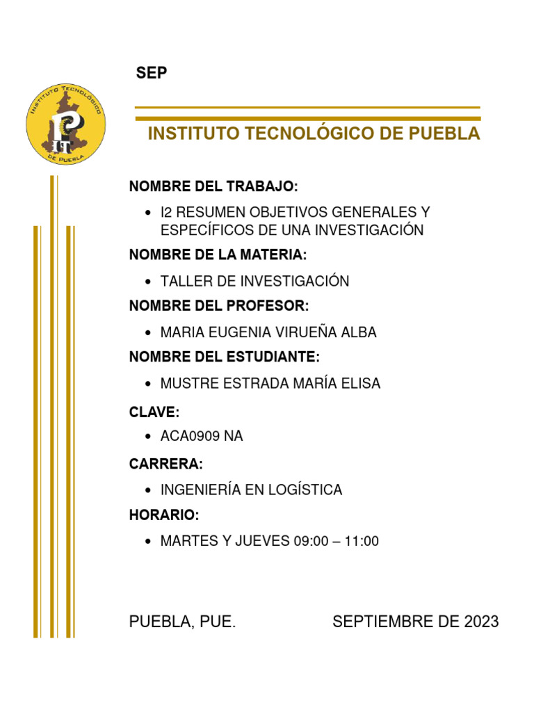 I2 Resumen Objetivos Generales y Específicos de Una Investigación | PDF | Verbo