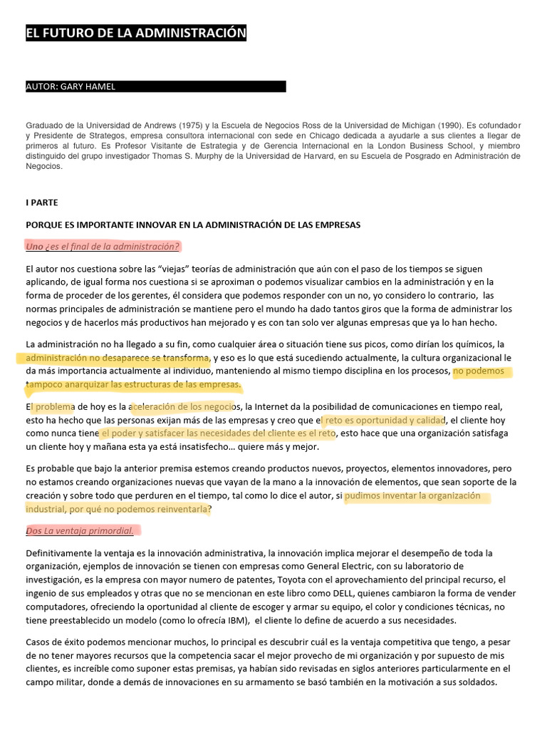 El Futuro de La Administracion | PDF | Business | Innovación