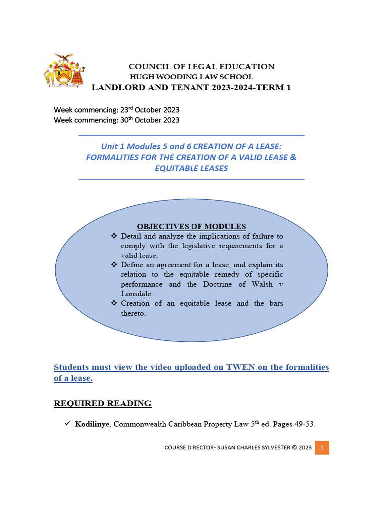 Law School Lease Course Guide | PDF | Lease | Leasehold Estate