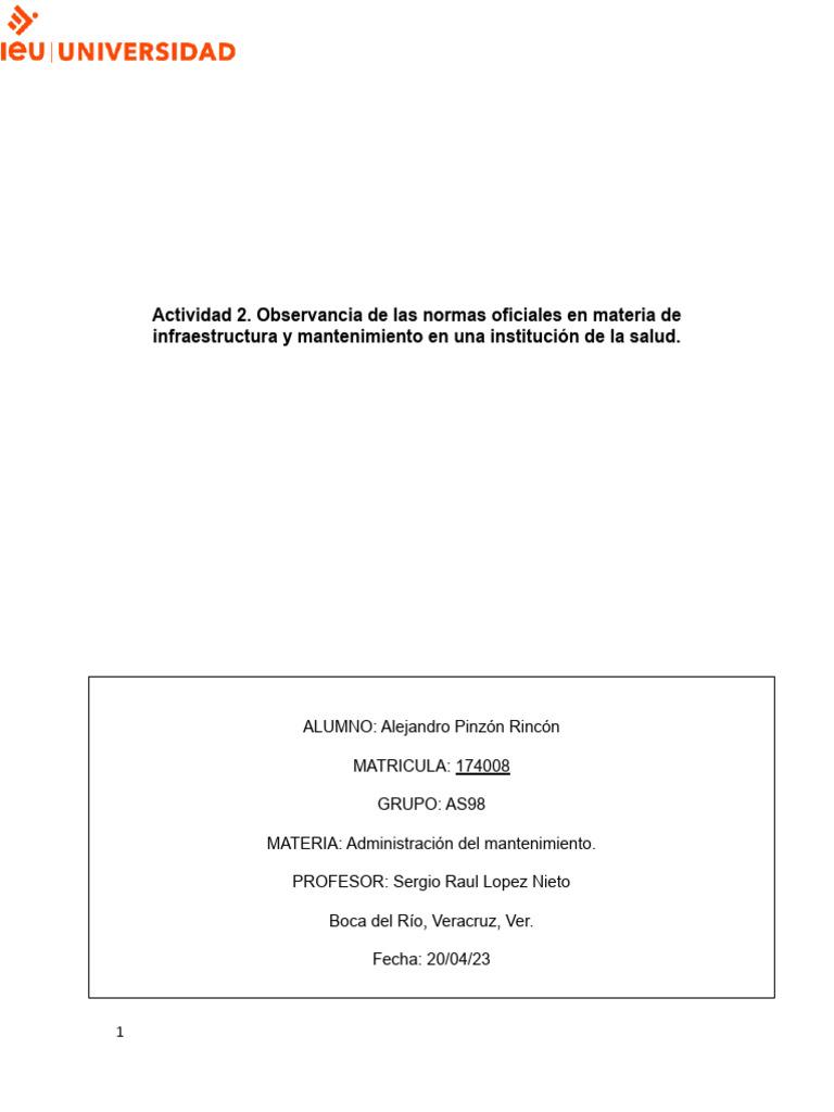 Act2 Observacióndelasnormasoficialesenmateria APR | PDF