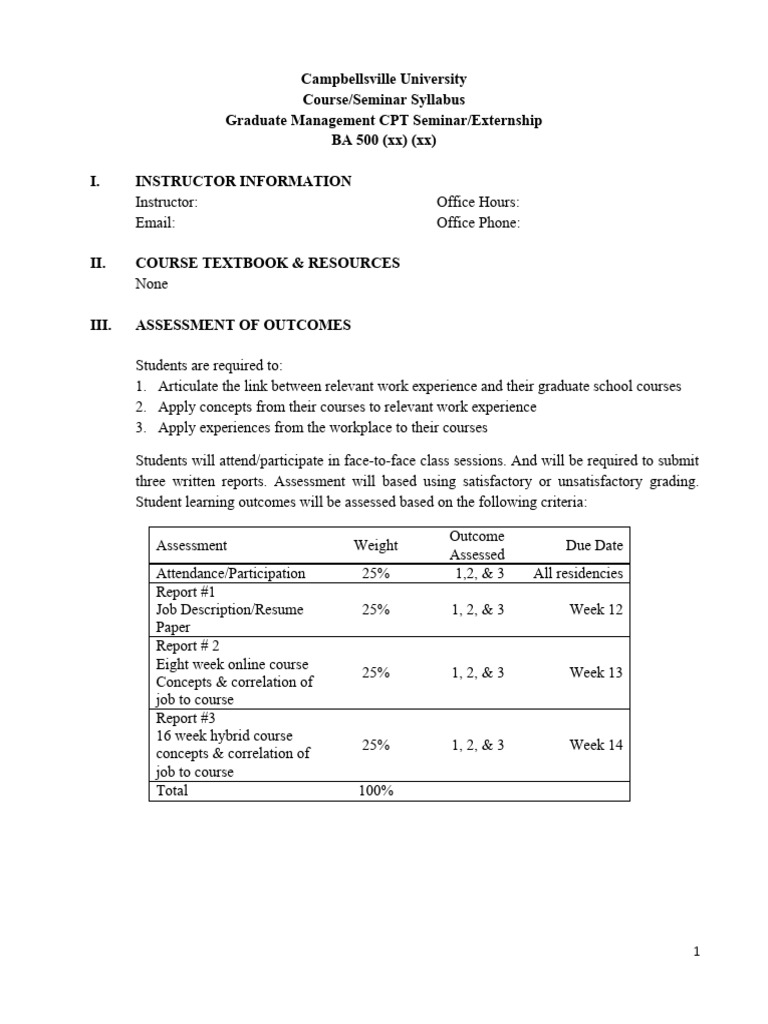 Syllabus BA500 (XX) Revised | PDF | Title Ix | Academic Integrity