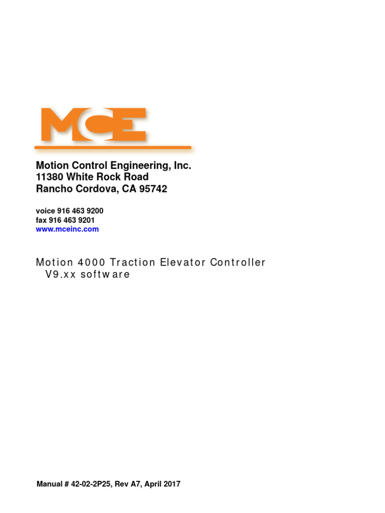 Motion 4000 Elevator Controller Manual | PDF | Electromagnetism ...