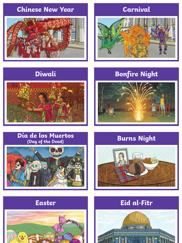 Holidays and Festivals Around The World Flashcards | PDF