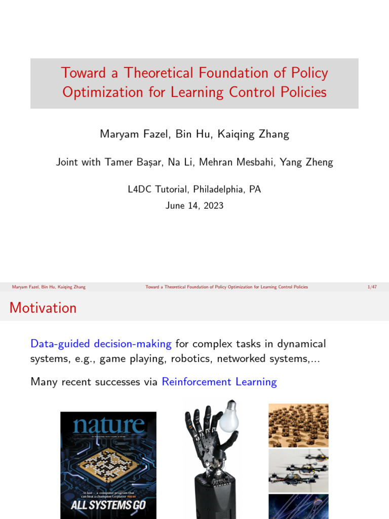 L4DC PolicyOptTutorial2023 | PDF | Mathematical Optimization | Control Theory