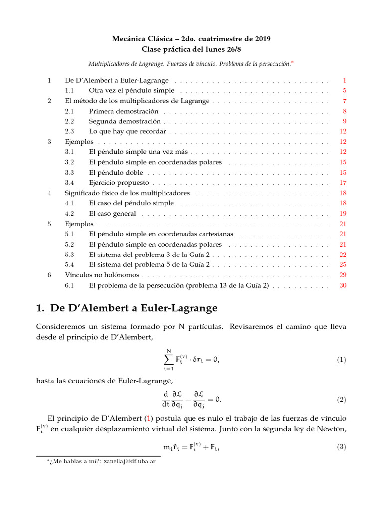Mecanica Clasica 2019 2c Clase 4 | PDF | Vector Euclidiano | Ecuaciones