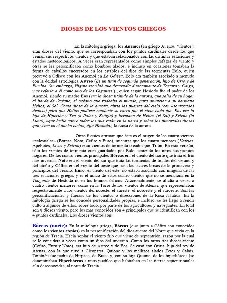 Dioses de Los Vientos Griegos | PDF | Personajes mitologicos ... Dioses de Los Vientos Griegos | PDF | Personajes mitologicos ...
