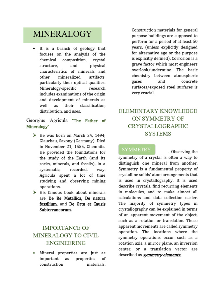 Mineralogy | PDF | Crystal Structure | Minerals